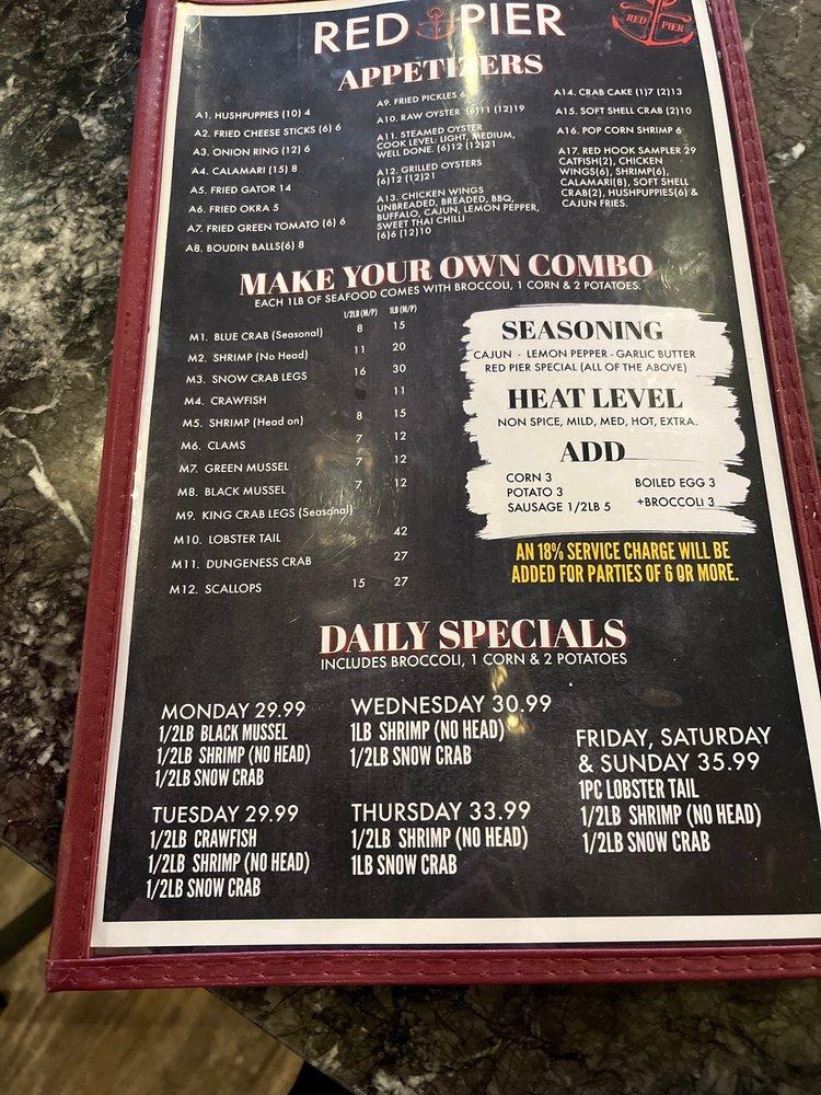 Menu at Red Pier Cajun Seafood & Bar - Poplar / Ridgeway, Memphis