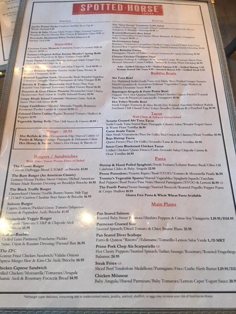 Menu at Spotted Horse Tavern Shelton, Ct. restaurant, Shelton