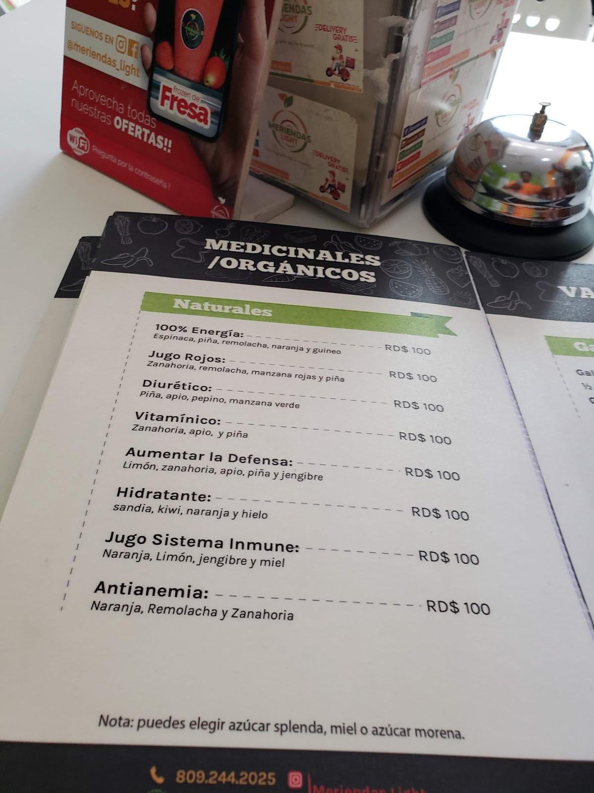 Carta del restaurante Meriendas Light, San Francisco del Macoris
