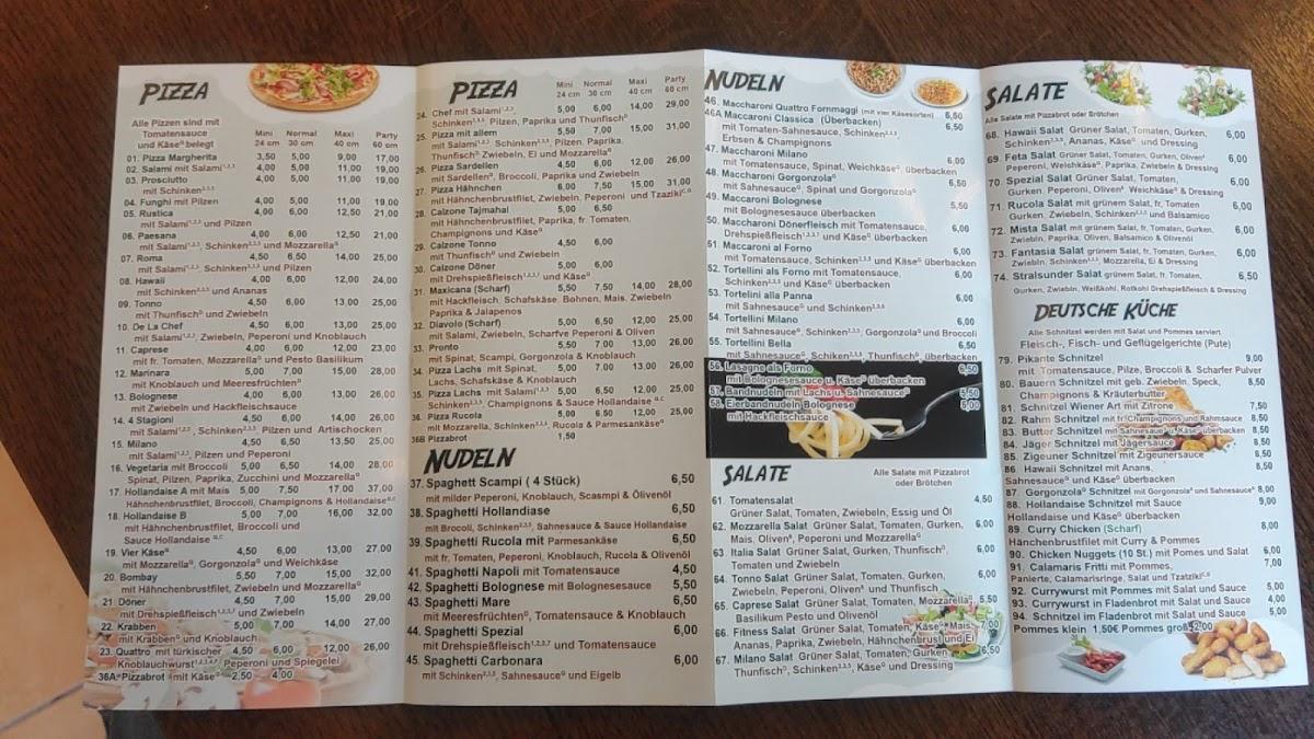 Speisekarte von Pizzeria Milano Blitz, Hofgeismar