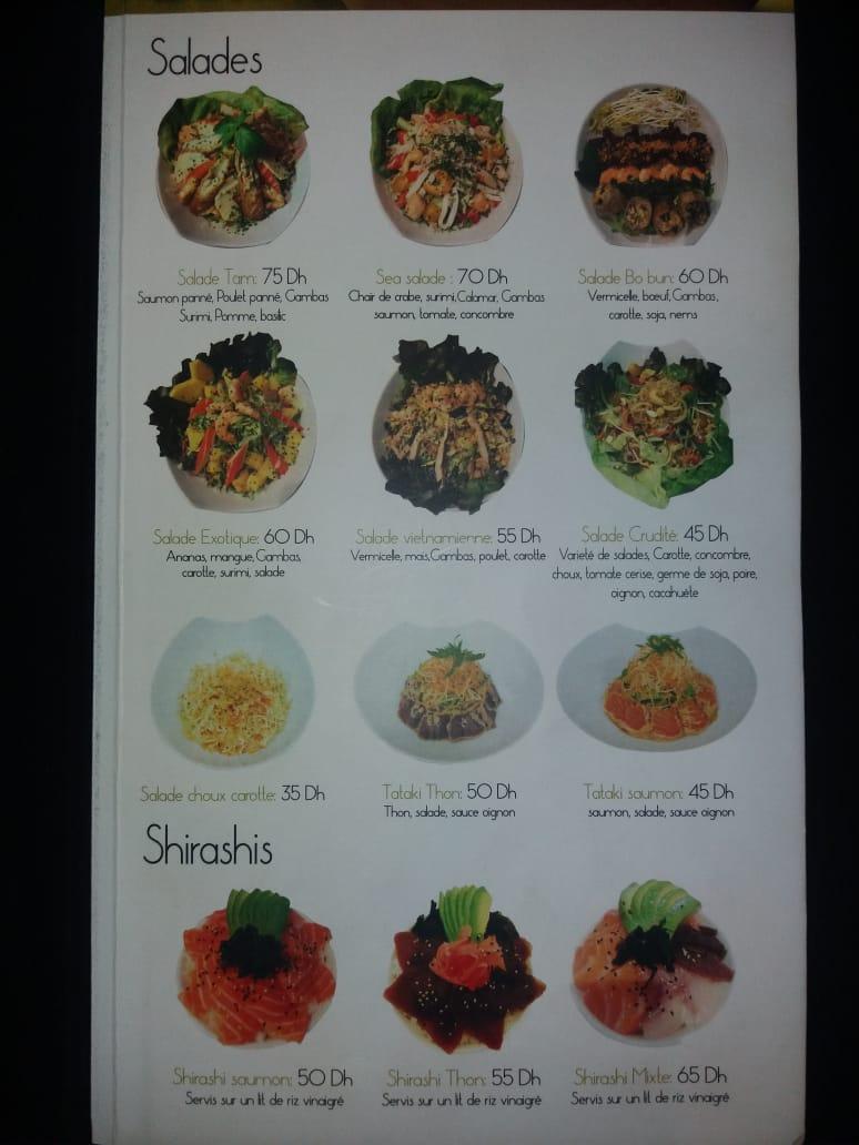 Menu au Yo Ti TAM CGI Bouskoura restaurant, Bouskoura