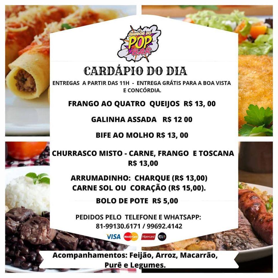 Menu at Pop House Bar, Recife
