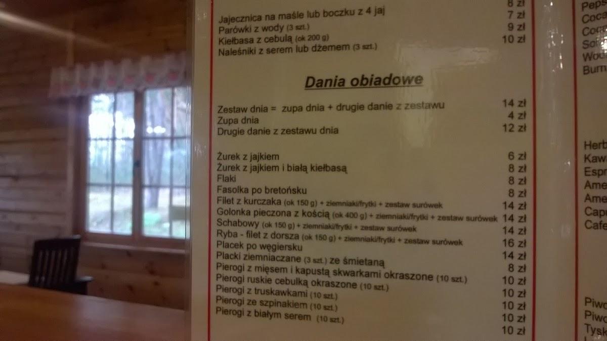Menu at Bar Baba Jaga w Skorzowie, Poland