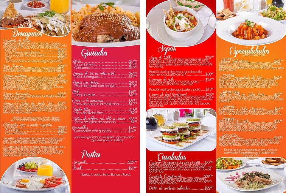 Menu at El balcón de Santa Tere restaurant, Guadalajara