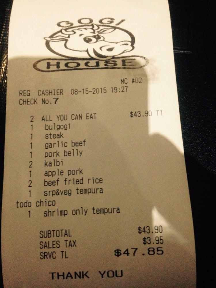 Menu at Gogi House restaurant, Santa Clarita