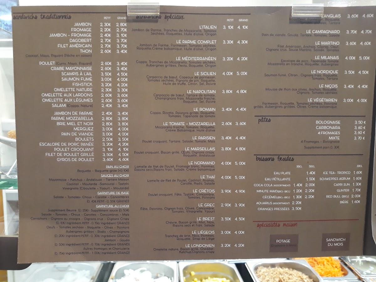 Menu at L'Epi Doré, Liège