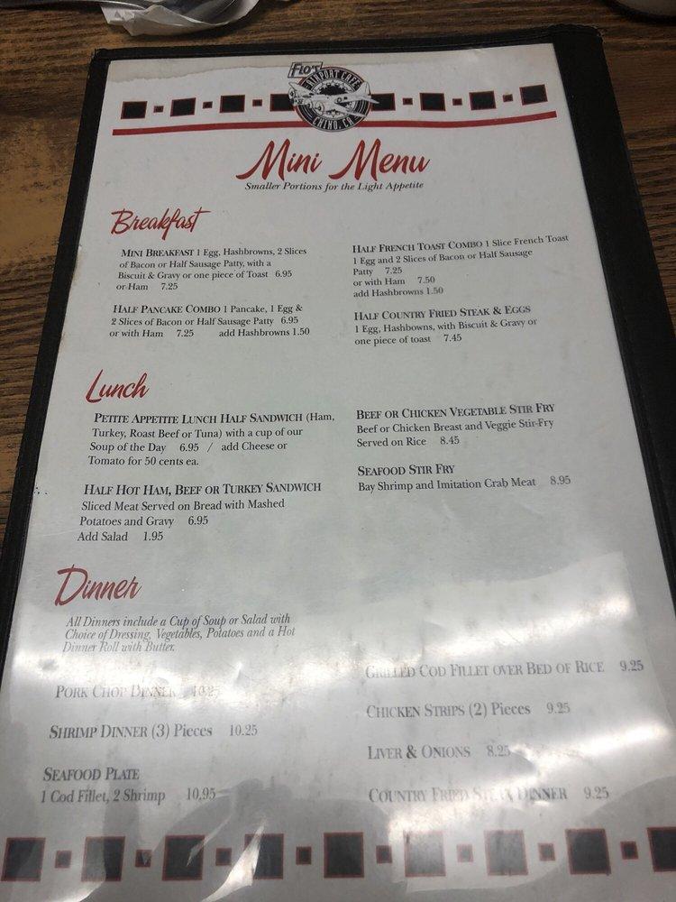 Menu at Flo's Airport Cafe, Chino