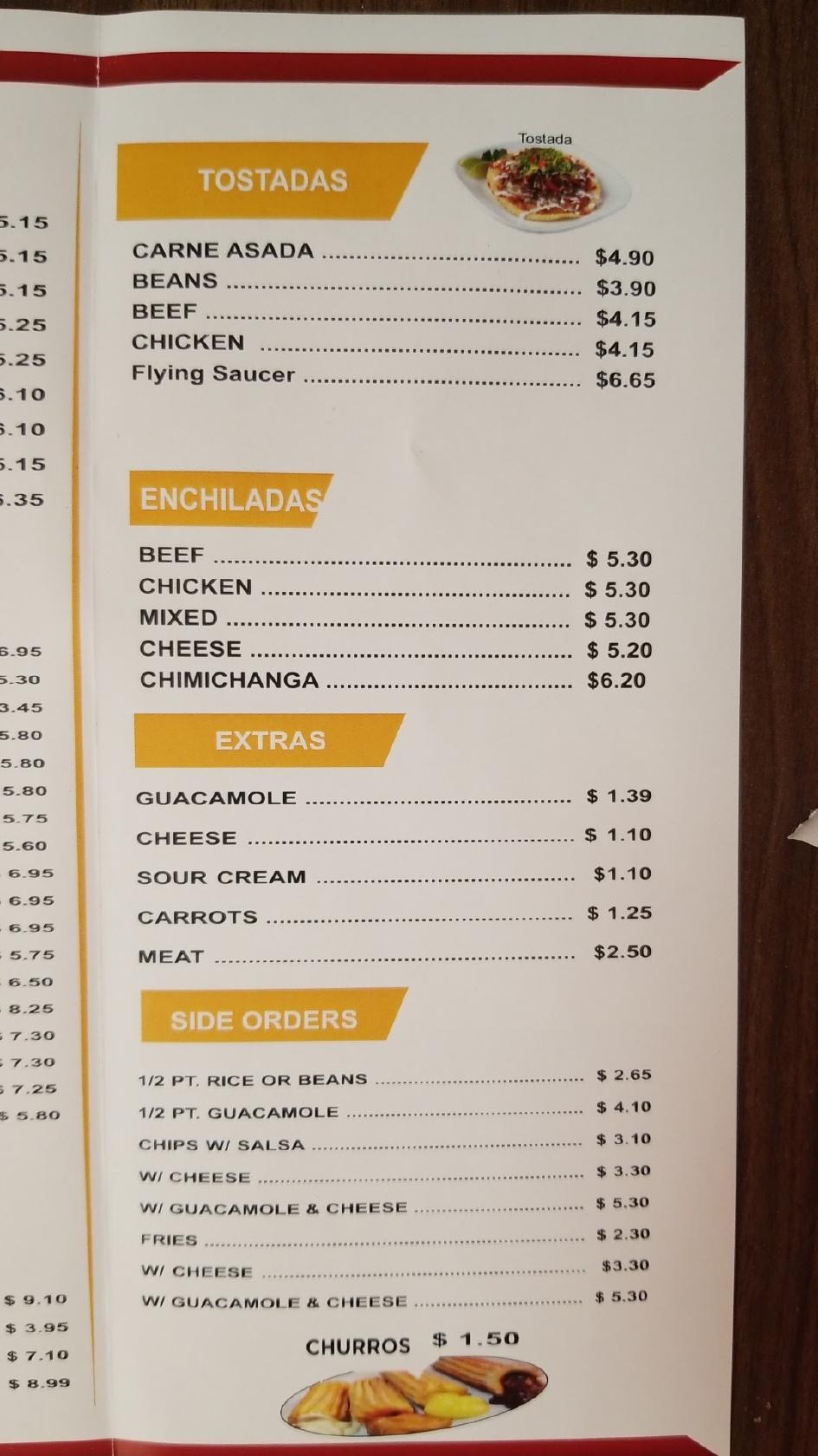 Menu at Taco Salsa 2 LLC restaurant, Fountain