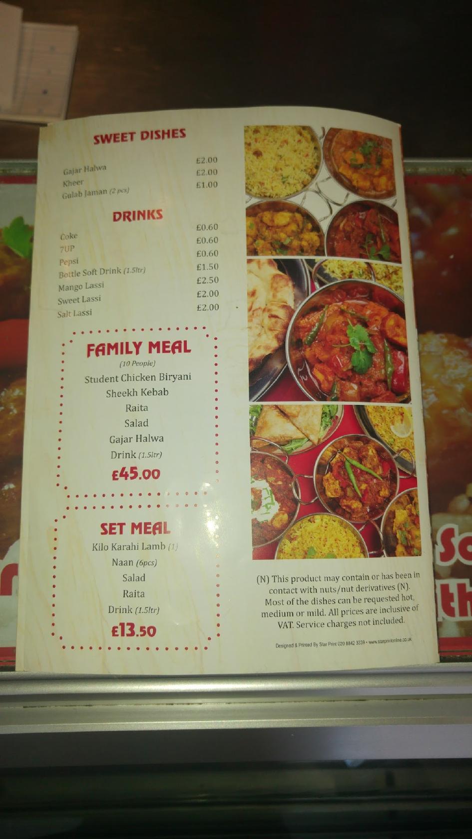 Menu at Zara 1 Restaurant & Takeaway, Hayes