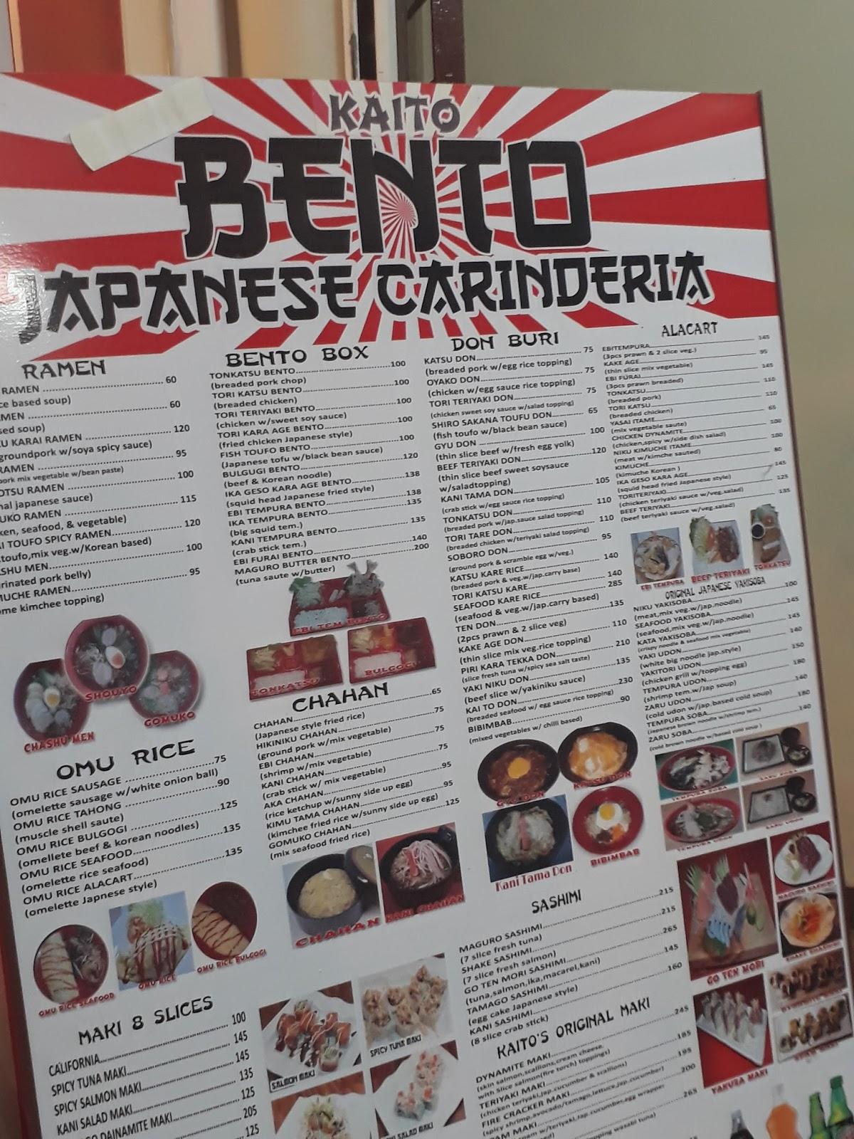 Menu at Kaito Japanese Carinderia Branch restaurant, Makati