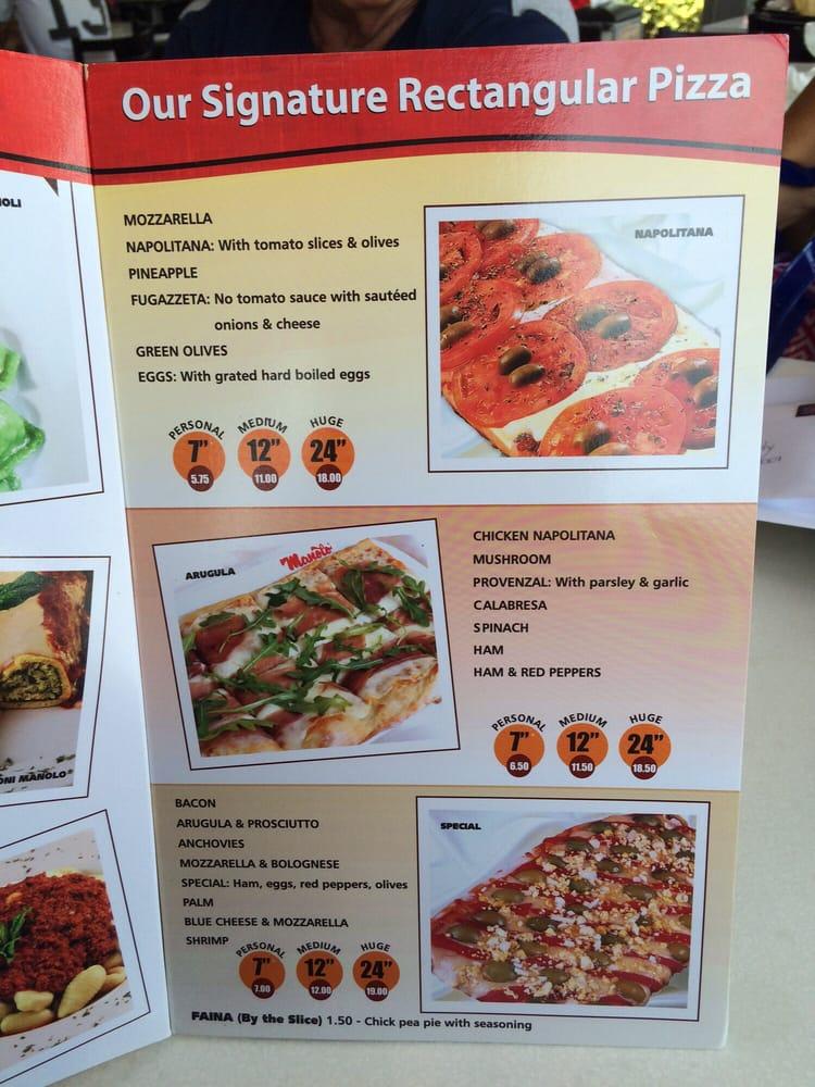 Menu at Manolo restaurant, Miami Beach, Collins Ave
