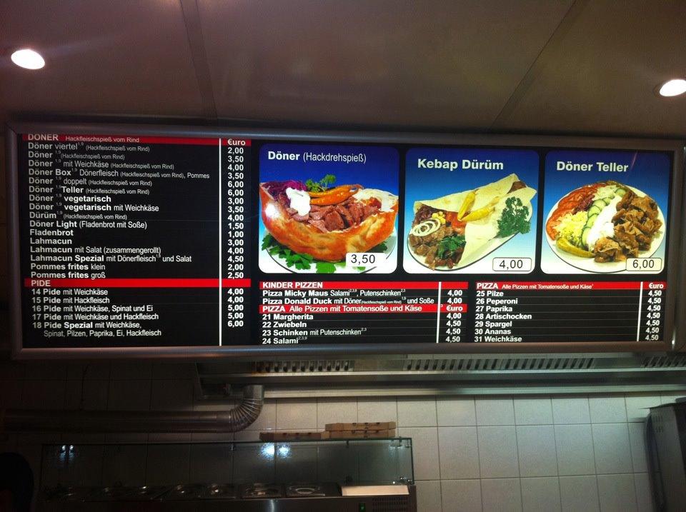Menu at Star Kebap fast food, Plüderhausen