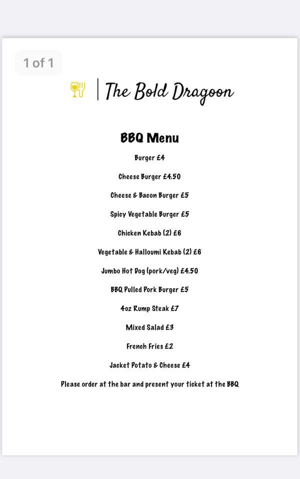 Menu at The Bold Dragoon and Restaurant 48, Northampton