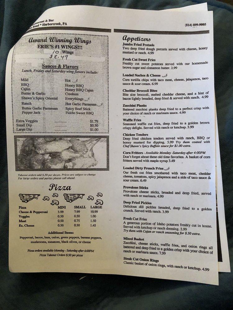 Menu at Fiddle Inn fast food, Northwest Harborcreek