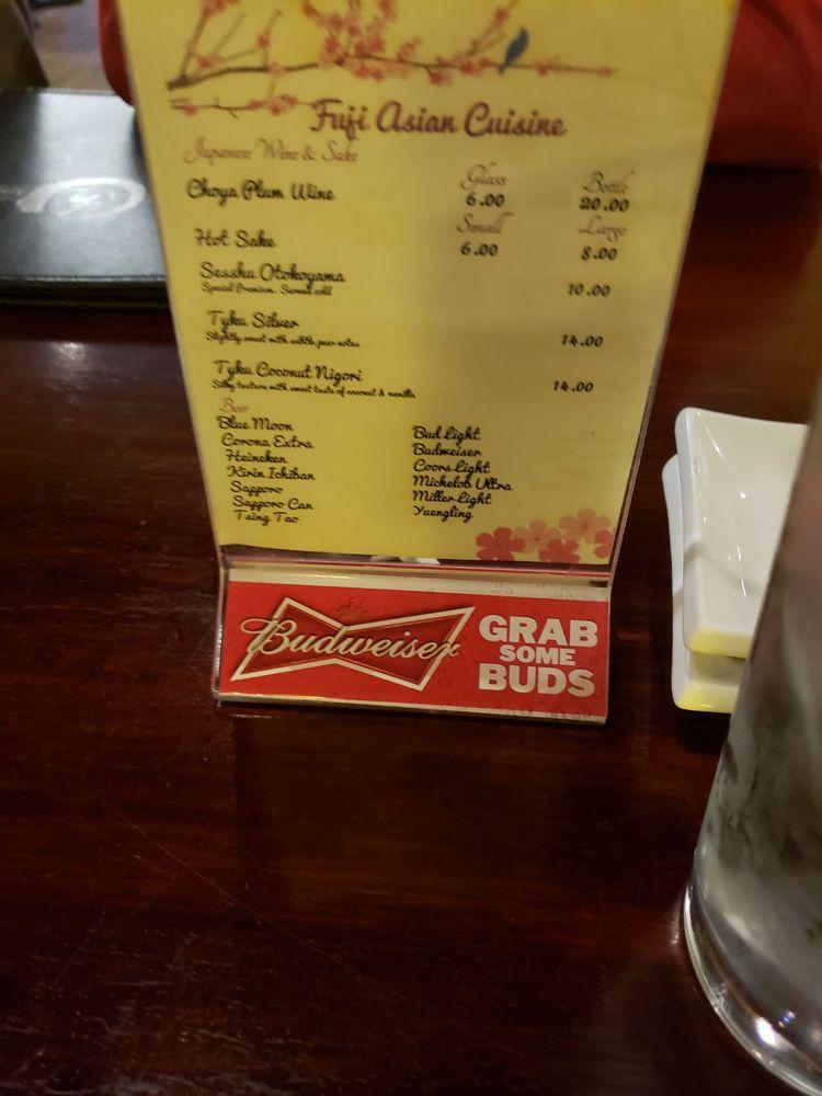 Menu at Fuji Asian restaurant, Evans