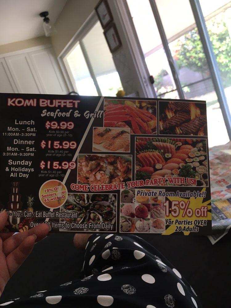Menu at Komi buffet restaurant, Buena Park
