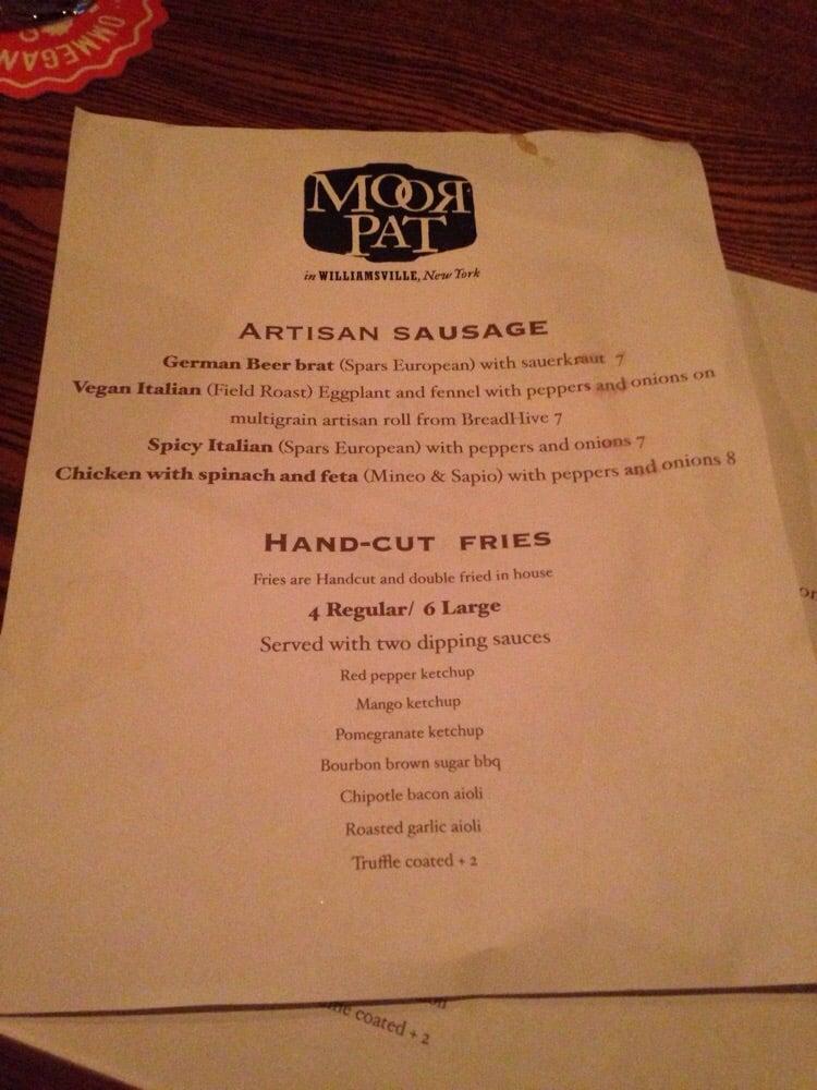 Menu at Moor Pat pub & bar, Williamsville