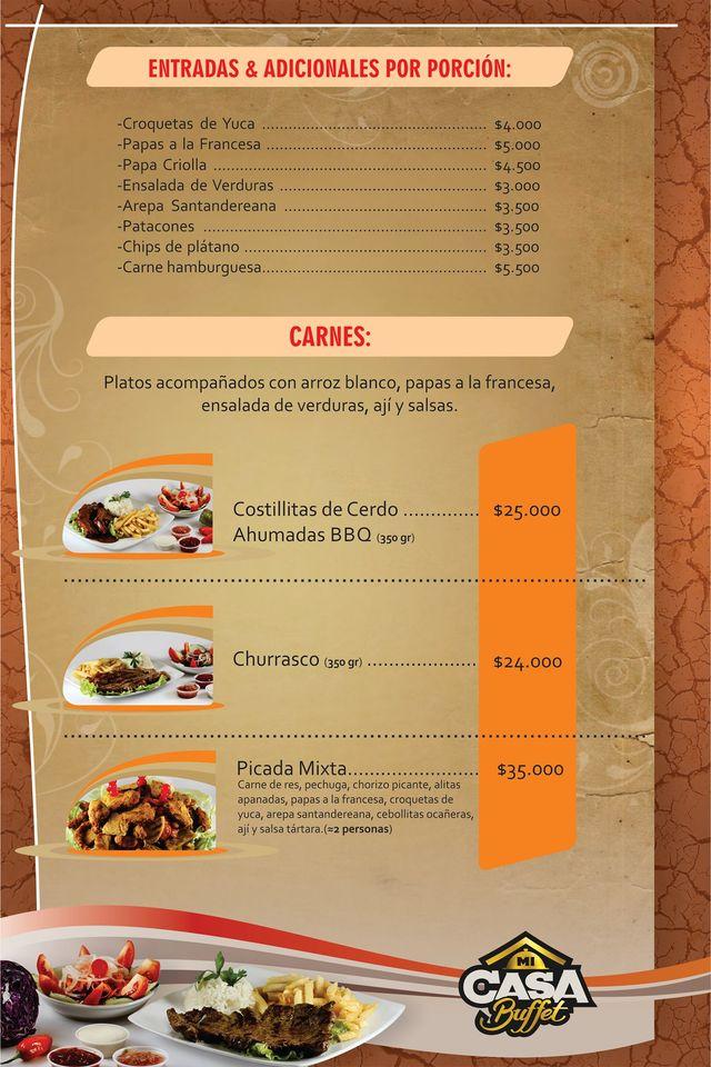 Menu at Restaurante Bar Mi Casa, San Gil