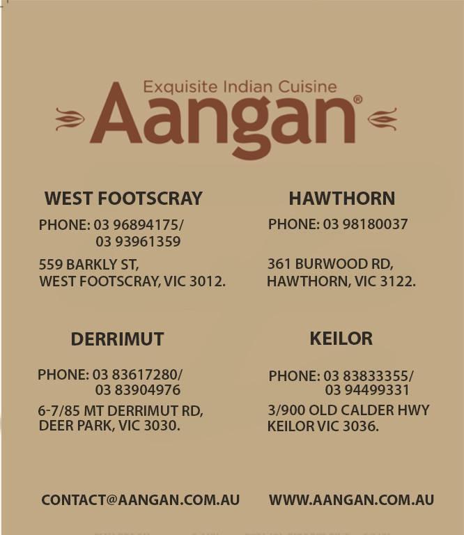 Menu at Aangan Express restaurant, Hawthorn