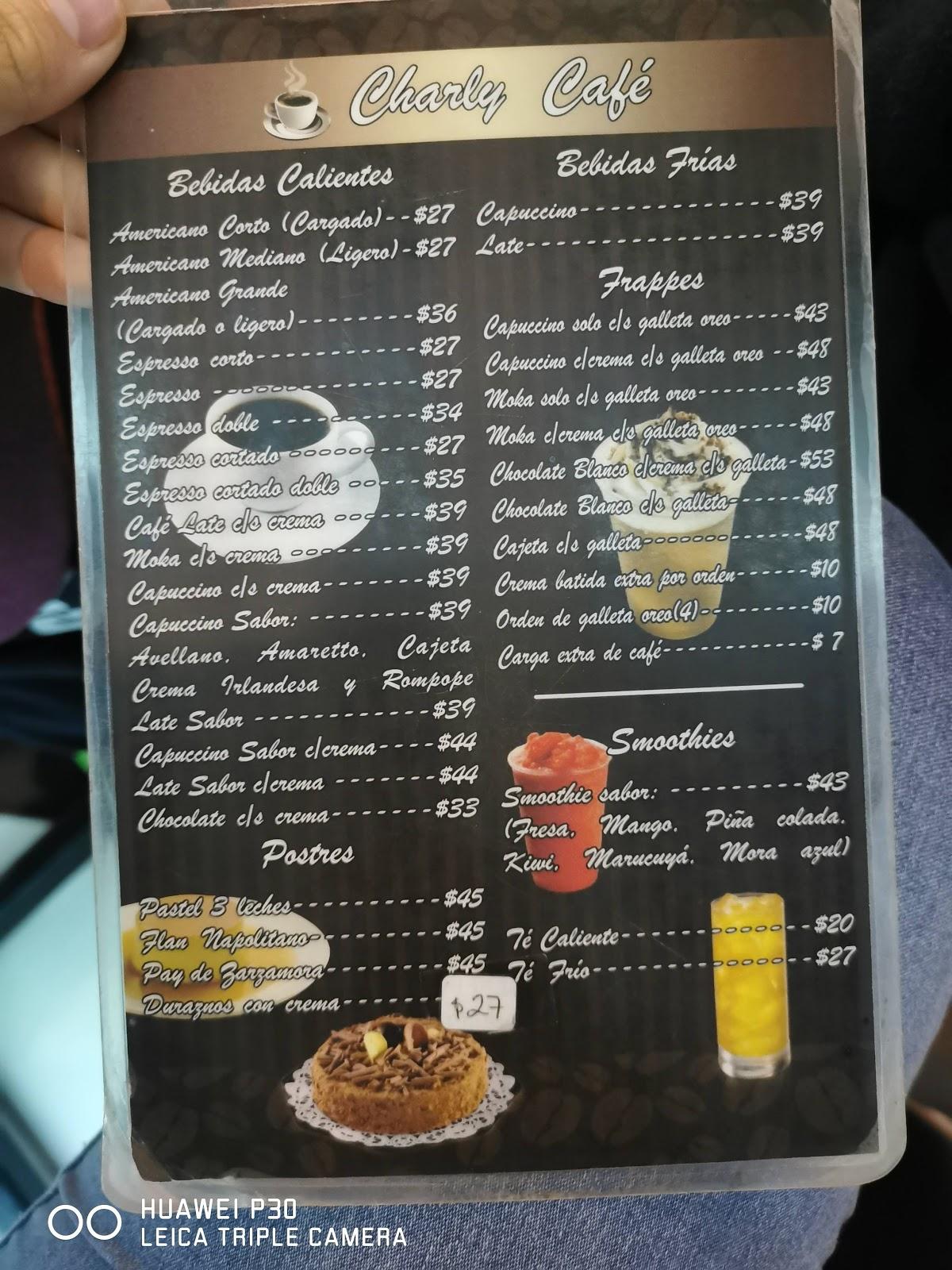 Carta del restaurante Charly Pizza, Ciudad del México