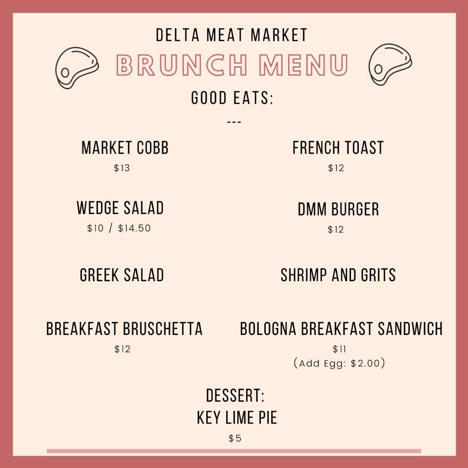 Menu at Delta Meat Market restaurant, Cleveland