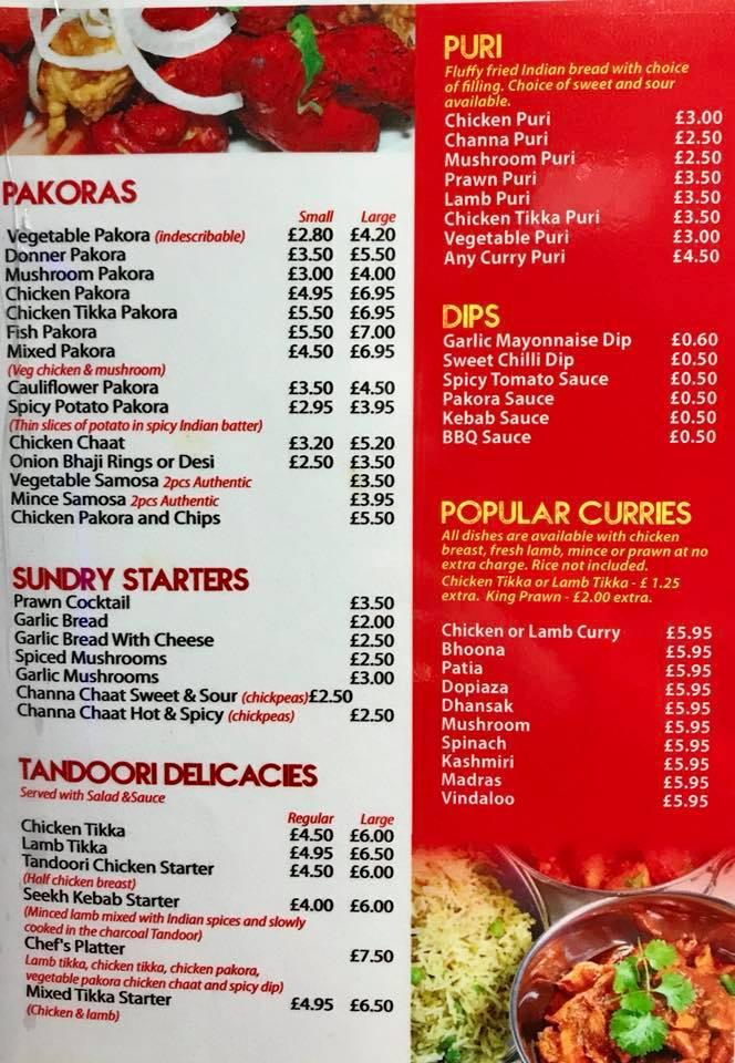 Menu at New house of shah restaurant, Wishaw