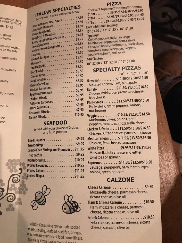 Menu at Silvia's Honey Tree restaurant, Winston-Salem