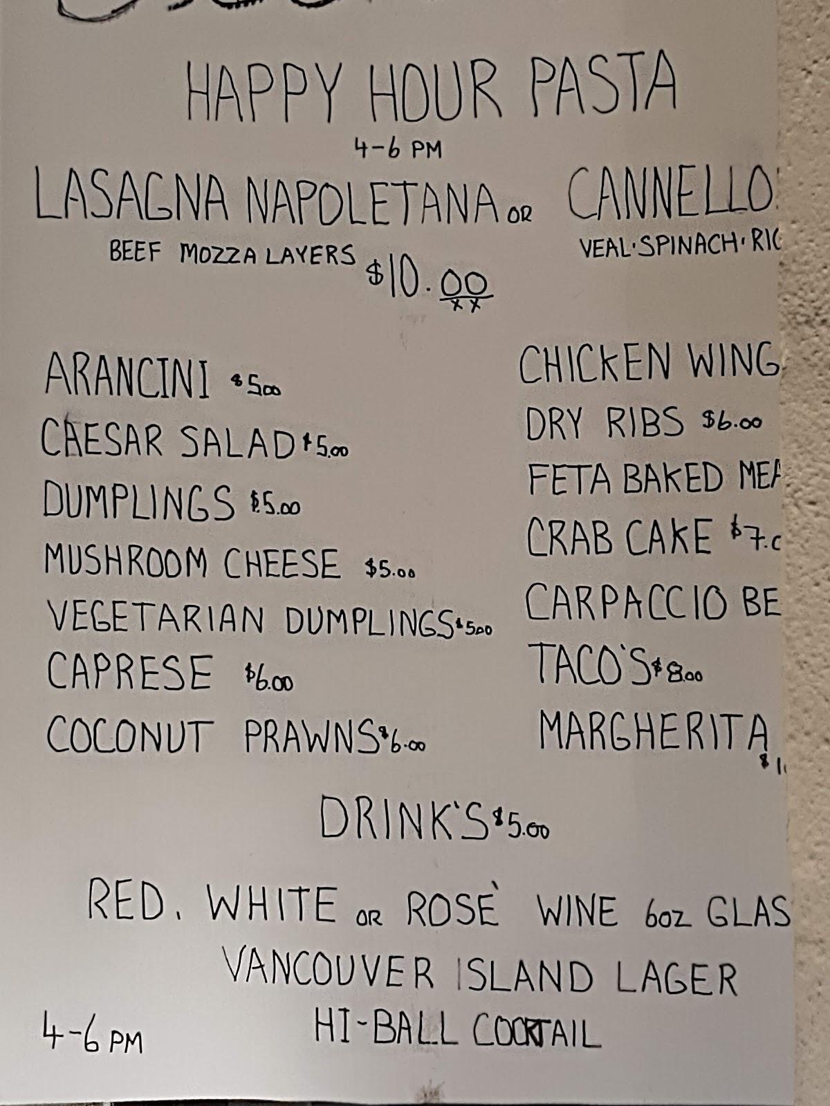 Menu at Beehive Restaurant, Vancouver