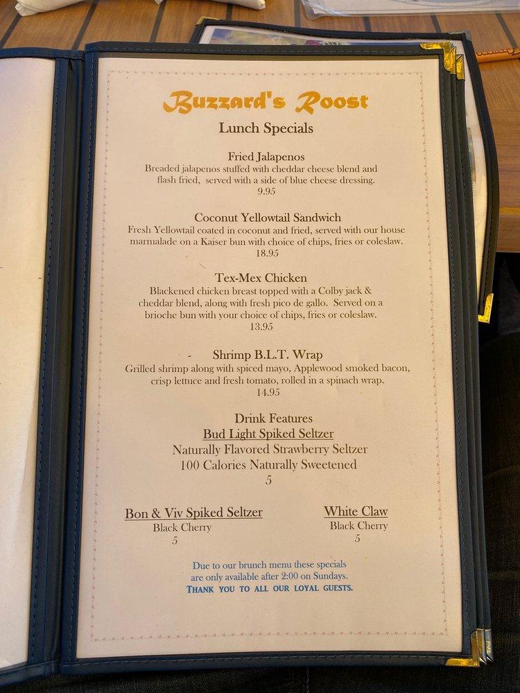 Menu at The Buzzard's Roost pub & bar, Key Largo