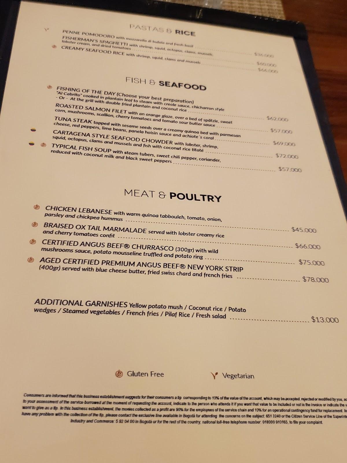 Menu at ALMA Restaurante - Bar, Cartagena
