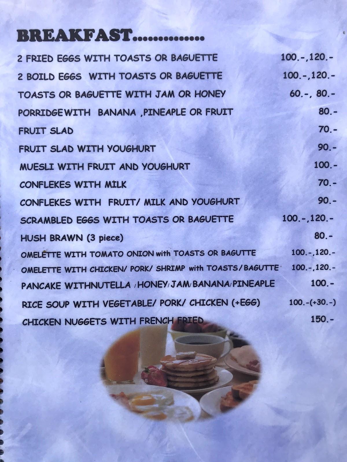 Menu at Big Fish Beach Restaurant, Ko Tao