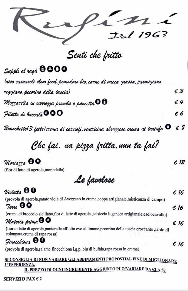 Menu da Casale Rufini ristorante, Gallicano Nel Lazio