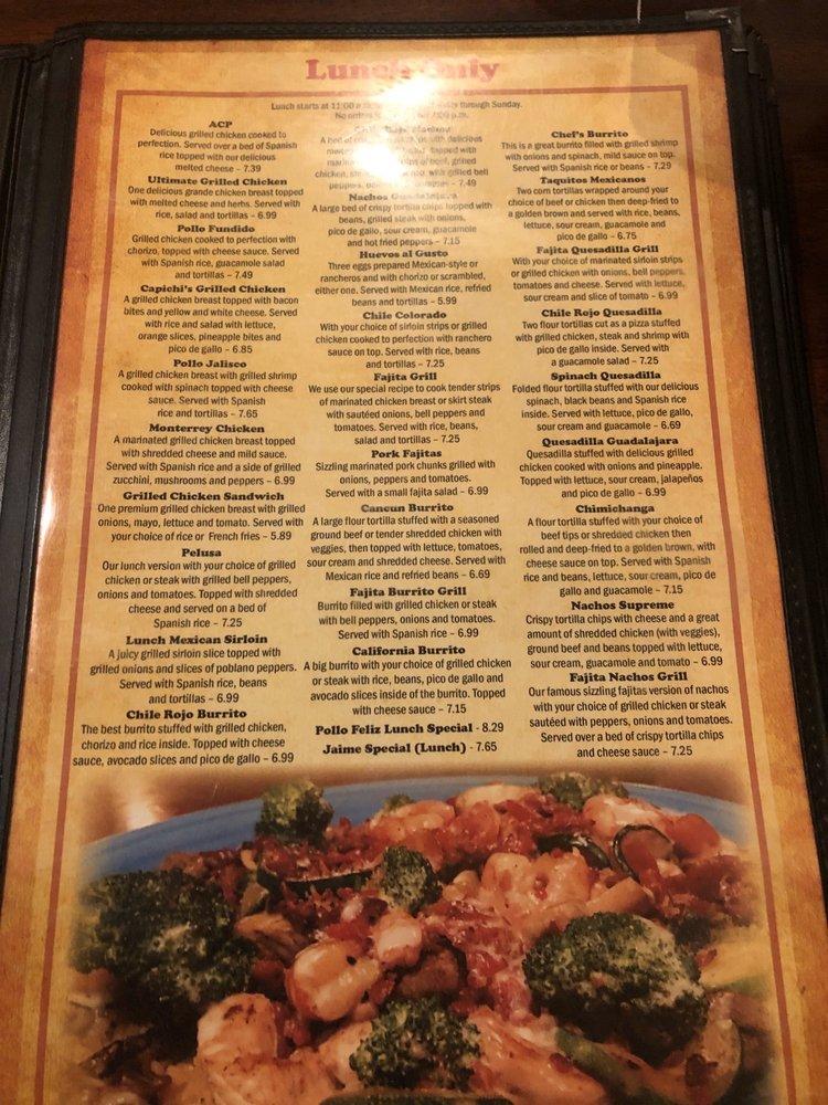 Menu at Chile Rojo Mexican Cuisine restaurant, Mount Airy