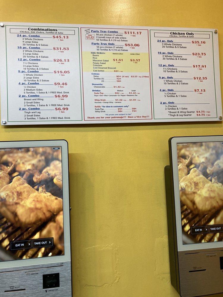 Menu at El Pollo Unico fast food, Pasadena