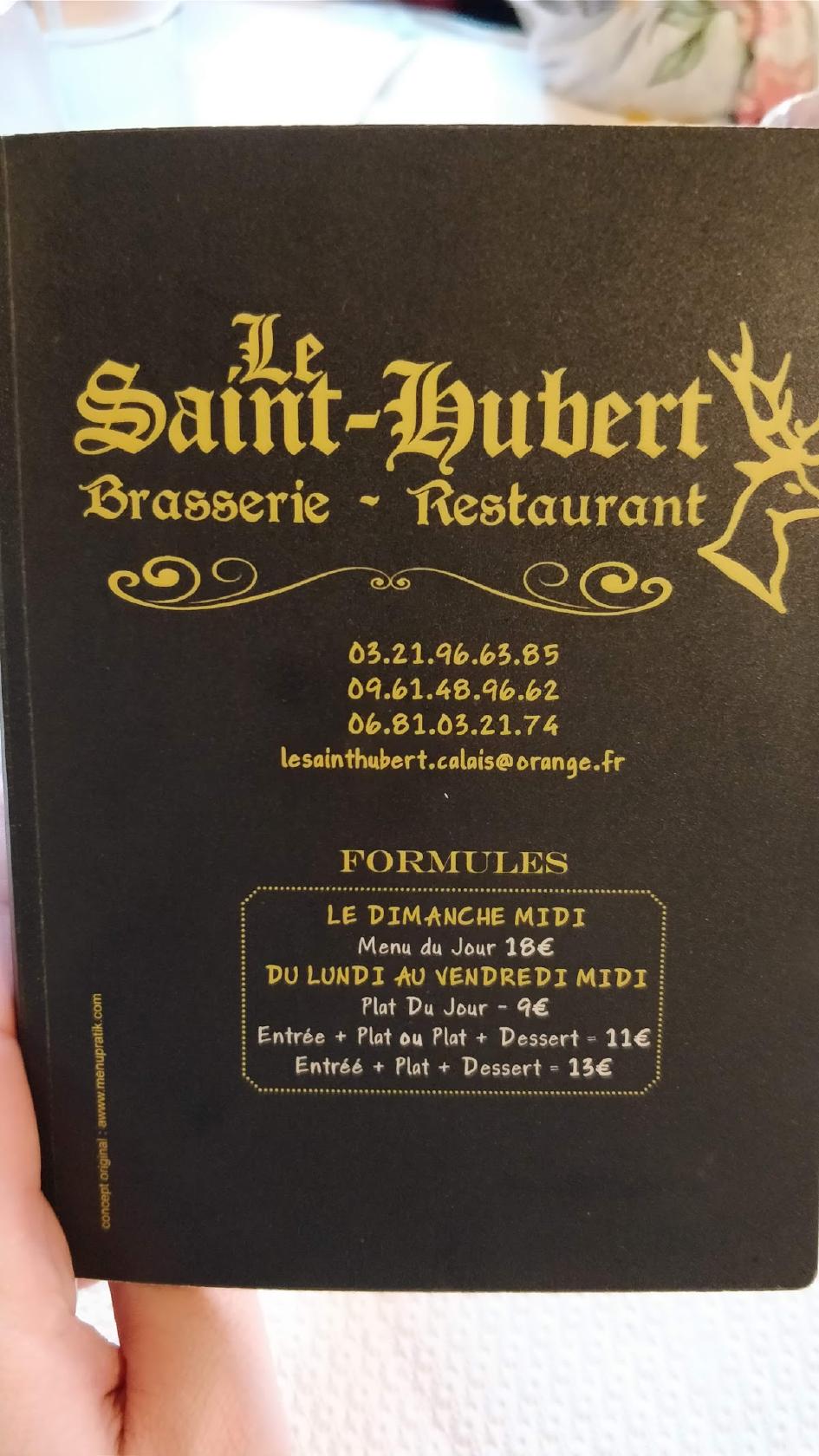 Menu au Restaurant Le Saint Hubert Calais, Calais