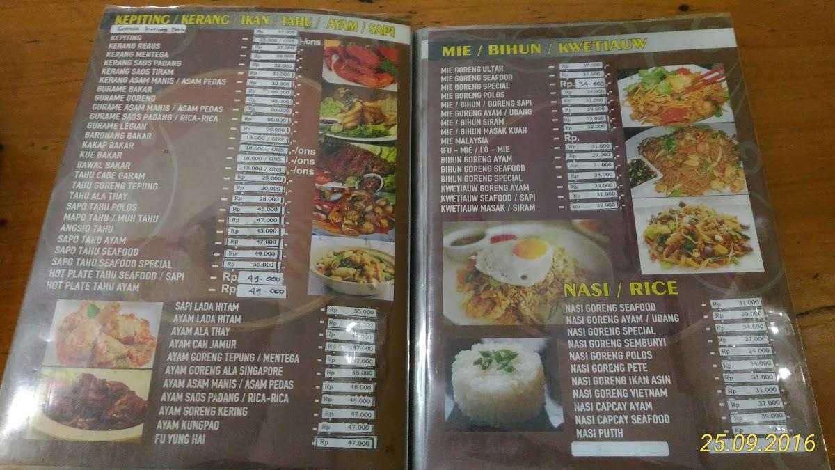 Menu at Resto Sedap Sari 2 restaurant, North Jakarta