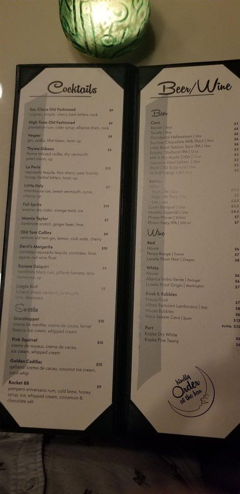 Menu at The Lift Off Lounge pub & bar, Portland