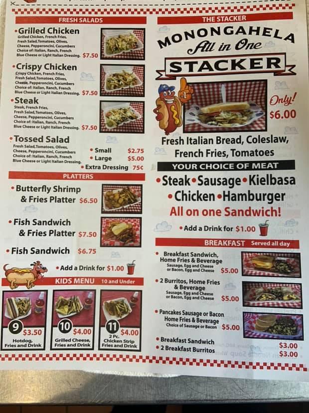 Menu at Two And A Fry restaurant, Monongahela
