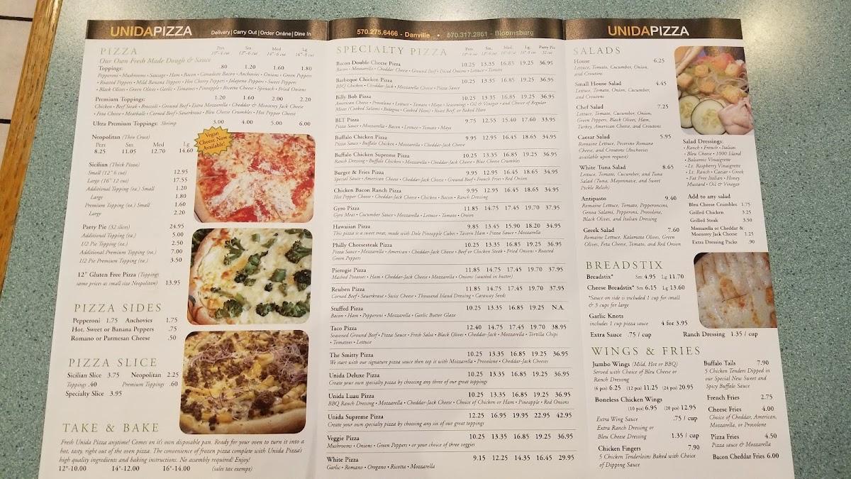 Menu at Unida Pizza - Danville pizzeria, Danville