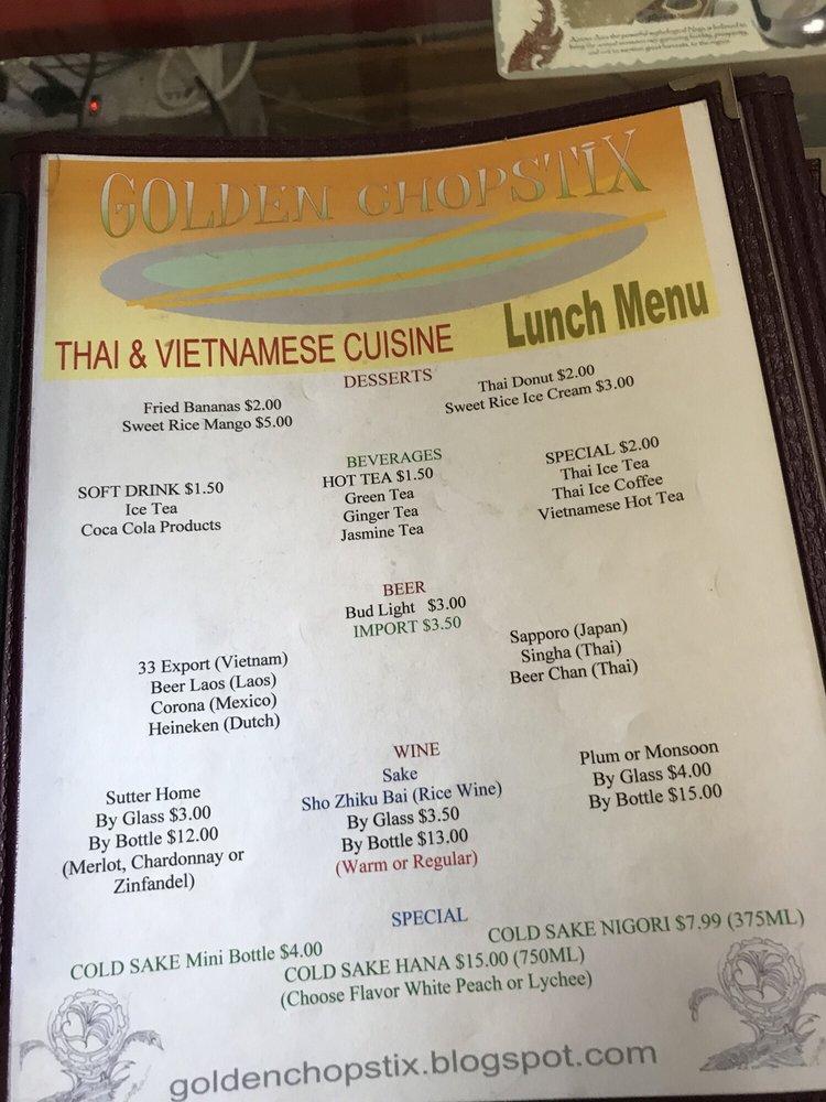 Menu at Golden Chopstix restaurant, West Columbia