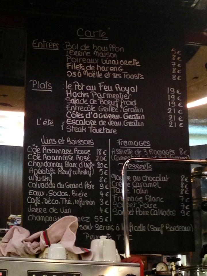 Menu Au Le Roi Du Pot Au Feu Restaurant Paris