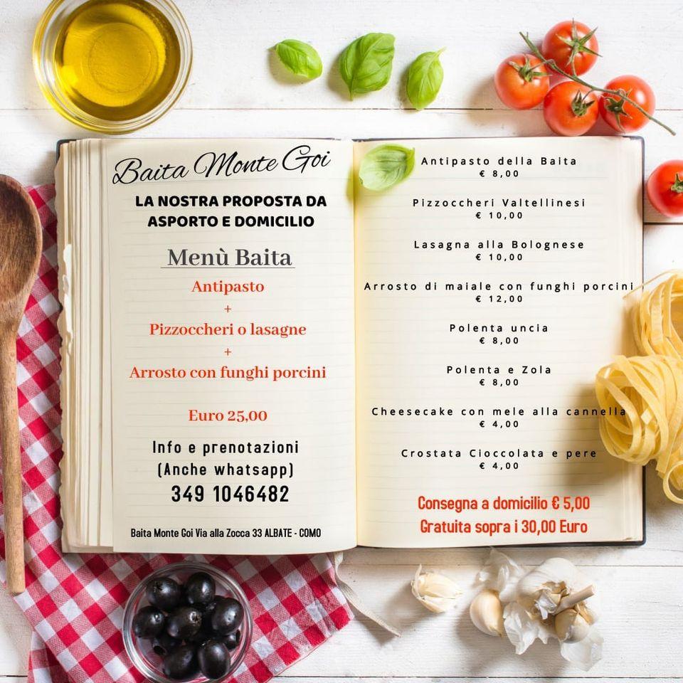 Menu da Baita Monte Goj ristorante, Como