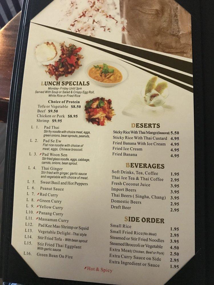 Menu at Taste of Asia restaurant, Cypress