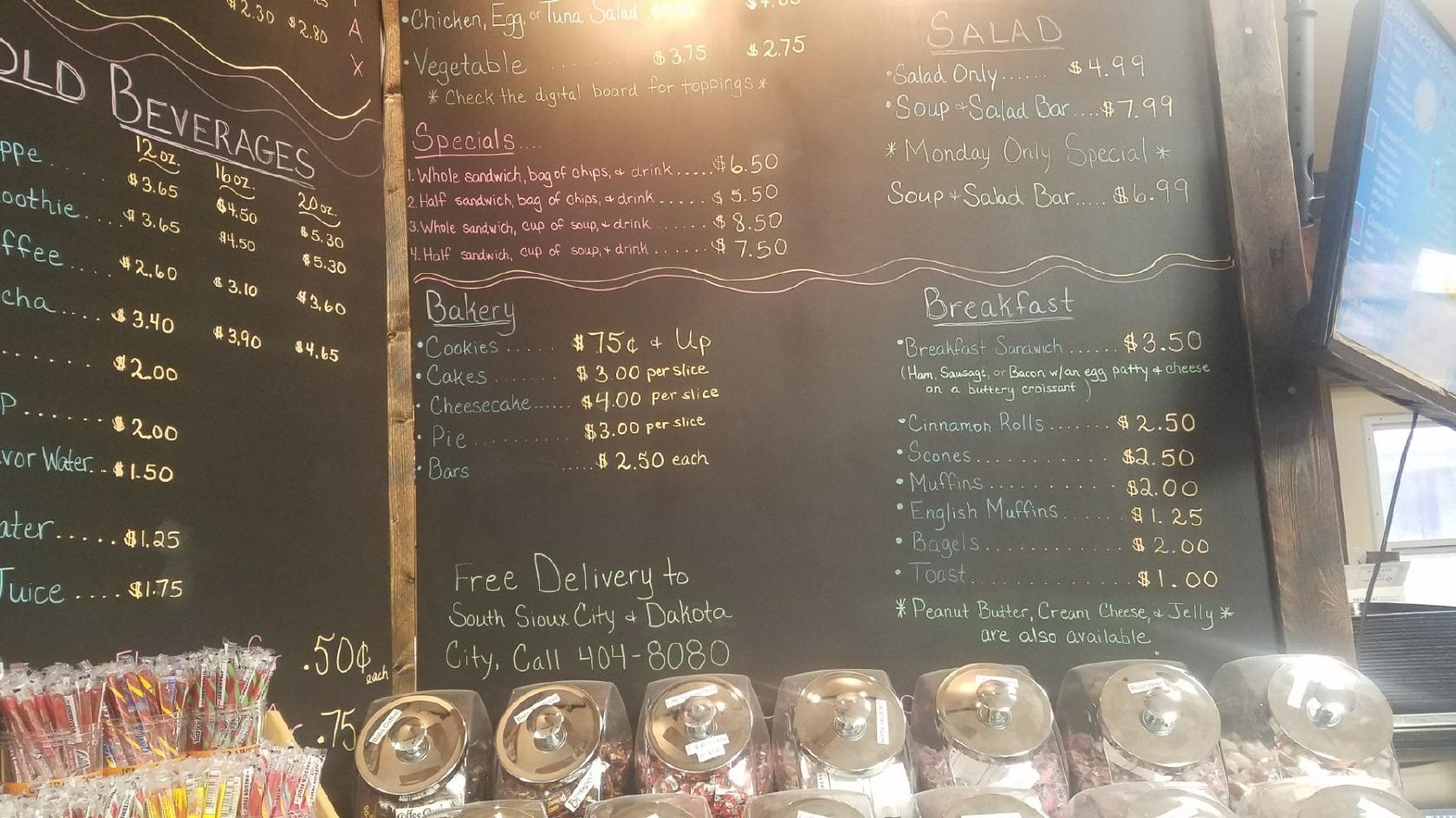 Menu at Dakota Perk cafe, South Sioux City