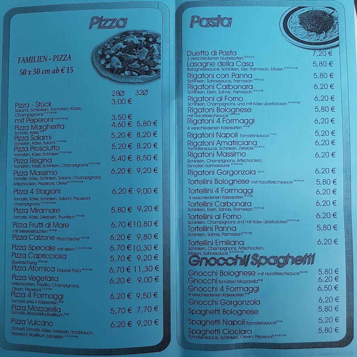 Speisekarte von Massimo Pasta pizza, Straubing