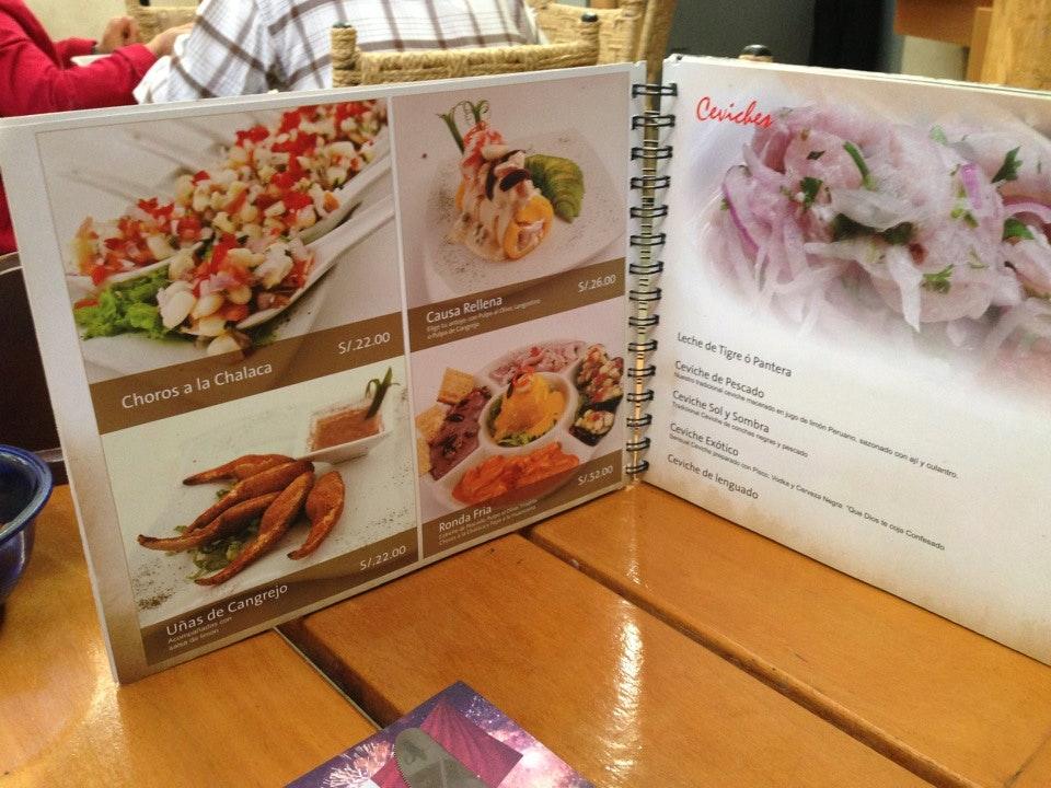 Carta del restaurante Sabores Peruanos, Chiclayo