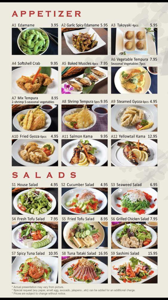Menu at Sugoi Sushi restaurant, Los Banos