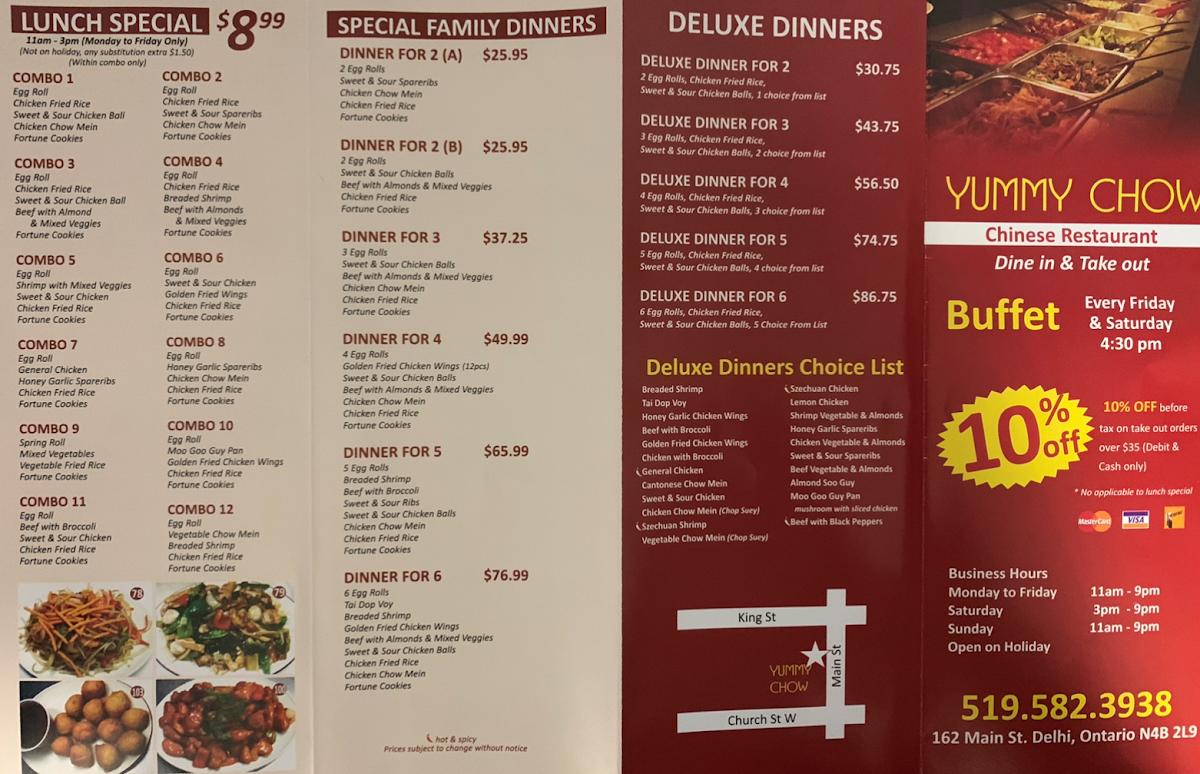 Menu at Yummy Chow Chinese Restaurant, Delhi