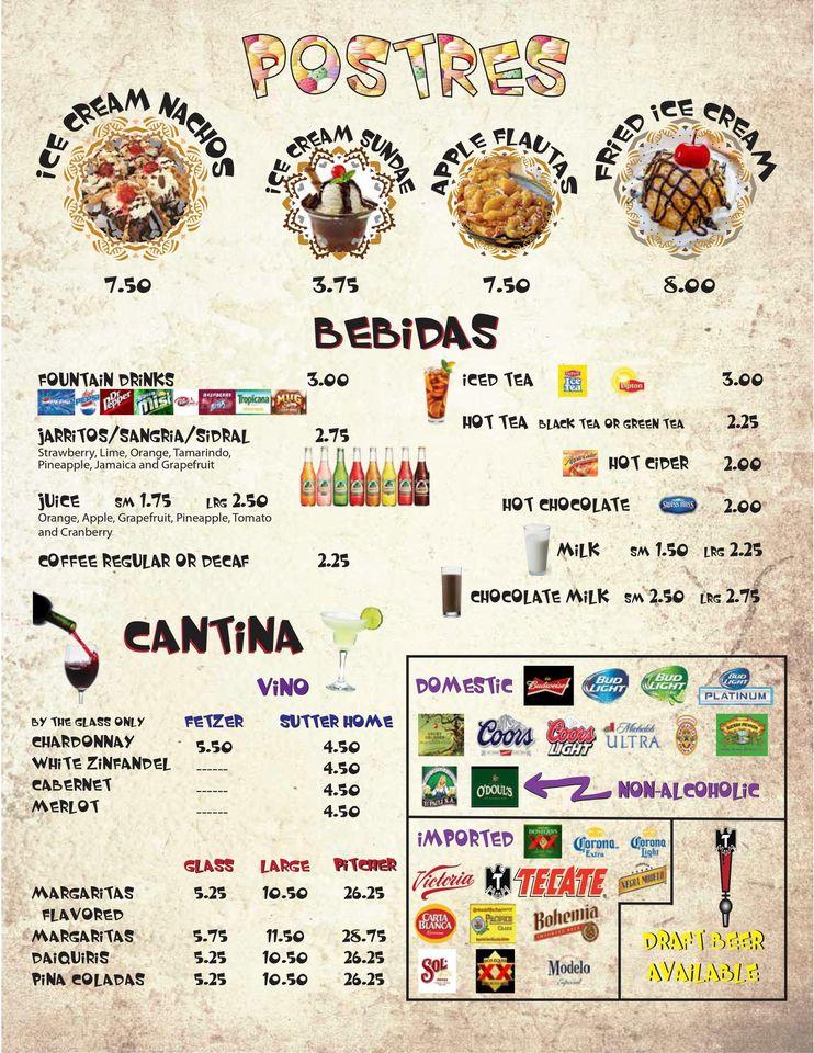 Menu at El Zarape Restaurant, Yuba City