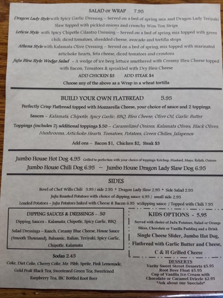 Menu at House of JuJu pub & bar, Clovis, 565 Pollasky Ave #101